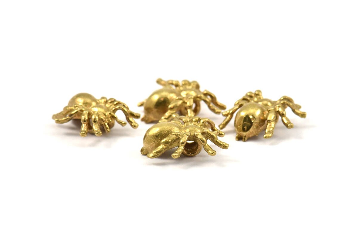 Brass Spider Pendant 6 Raw Brass Spider Bracelet Finding Etsy