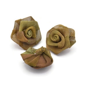 Brass Rose Charm, 5 Raw Brass Wire Mesh Folded Rose Sculpture (25mm ...
