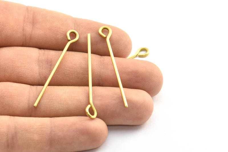 45mm Eye Pin 25 Raw Brass Eye Pins Findings 45x1.5mm BS - Etsy UK