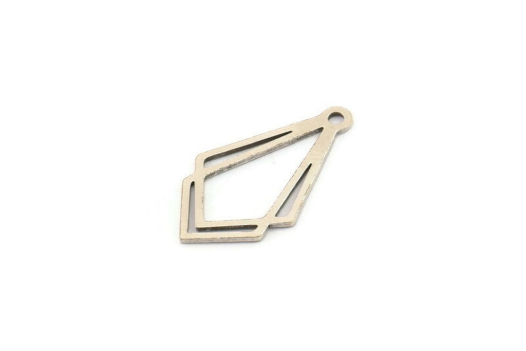 Silver Diamond Charm, 12 Antique Silver Plated Brass Diamond Shaped ...