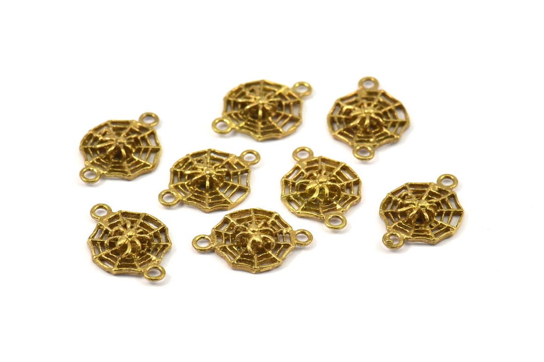 Brass Spider Connector, 12 Raw Brass Spider Web Connectors (16x11mm ...