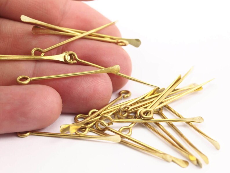 Paddle Eye Pins 12 Raw Brass Paddle Eye Pins 35x1.2mm D0411 - Etsy