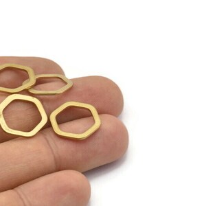 Small Hexagon Connector, 12 Raw Brass Hexagon Connector Rings (16x2x1 ...