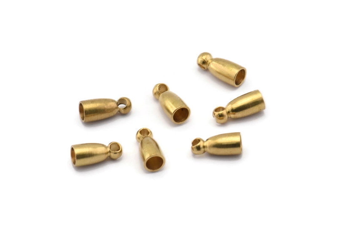 Brass Tassel End Caps, 50 Raw Brass End Cap With 1 Loop, Cord Tips ...