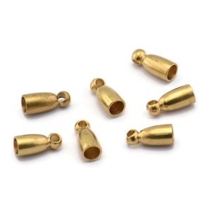 Brass Tassel End Caps, 50 Raw Brass End Cap With 1 Loop, Cord Tips ...