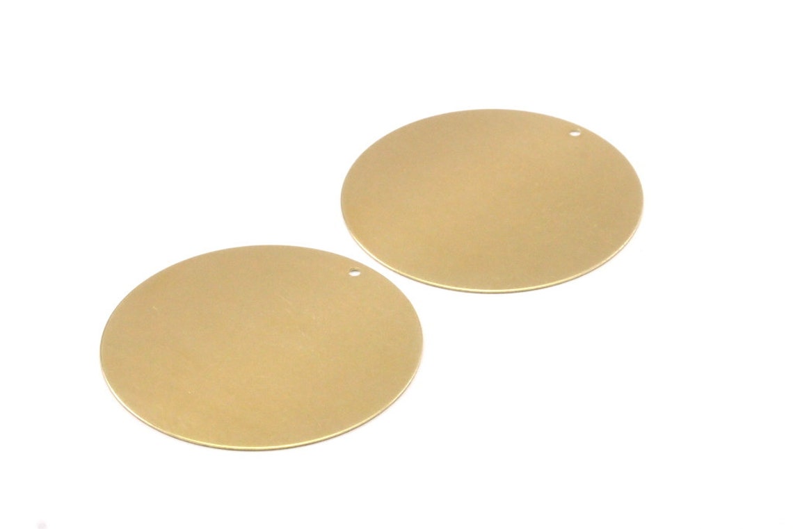46mm Round Tag 8 Huge Raw Brass Round Tags with 1 Hole | Etsy