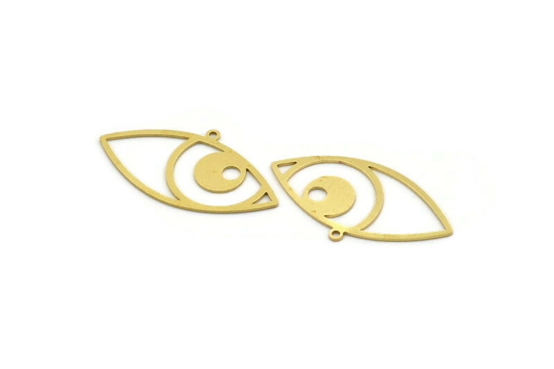 Brass Eye Charm, 12 Raw Brass Eye Charms With 1 Loop, Findings (18 ...