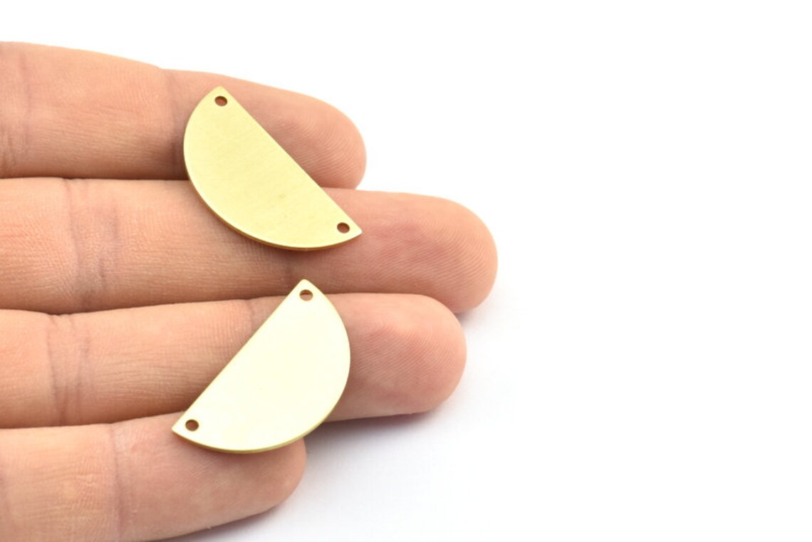 Brass Circle Blank 6 Raw Brass Semi Circle Blanks With 2 | Etsy