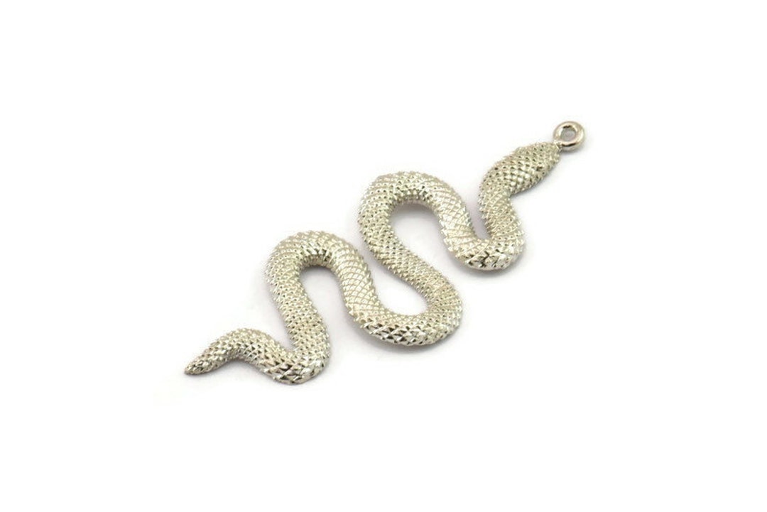 Silver Snake Charm, Silver Tone Brass Snake Pendants With 1 Loop ...