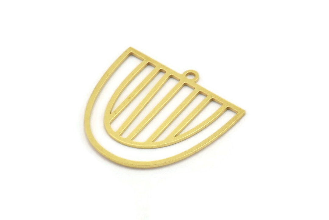 Brass D Shaped Charm, 12 Raw Brass D Shaped Charms With 1 Loop ...