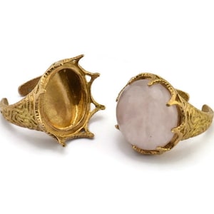 Crown Ring Settings - 1 Raw Brass Crown Ring Setting With Pad Size 20mm ...