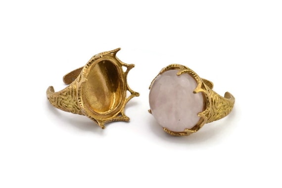 Crown Ring Settings 1 Raw Brass Crown Ring Setting With Pad - Etsy