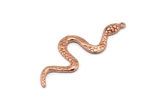 Rose Gold Snake Charm Rose Gold Plated Brass Snake Pendants | Etsy