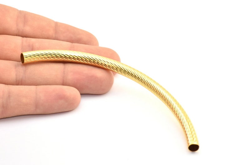 Gold Tube 1 Gold Plated Brass Textured Curved Tubes 7x120mm - Etsy