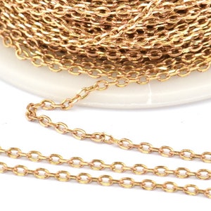 Brass Link Chain, 10 Meters - 33 Feet Raw Brass Soldered Chain (1.5x2 ...