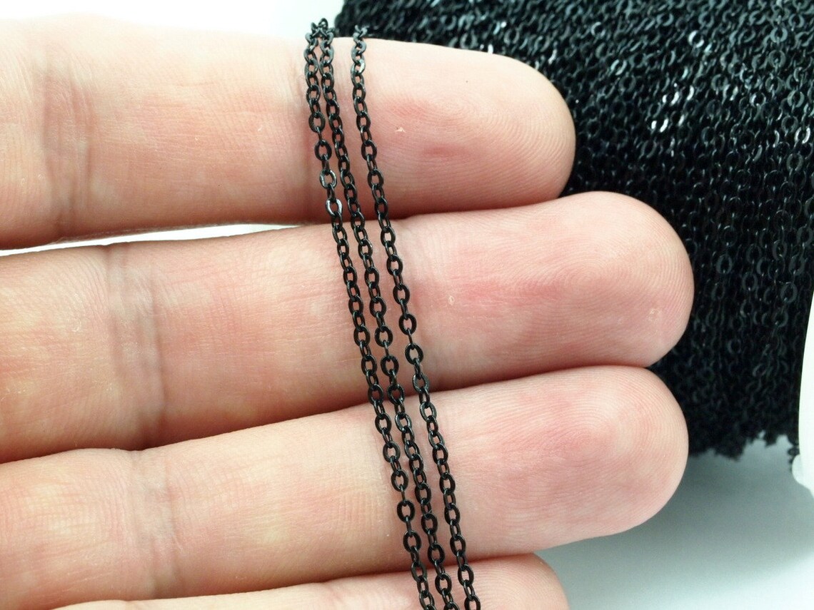 Black Goth Chain 90 M 1.5x2mm Black Brass Soldered Chain - Etsy