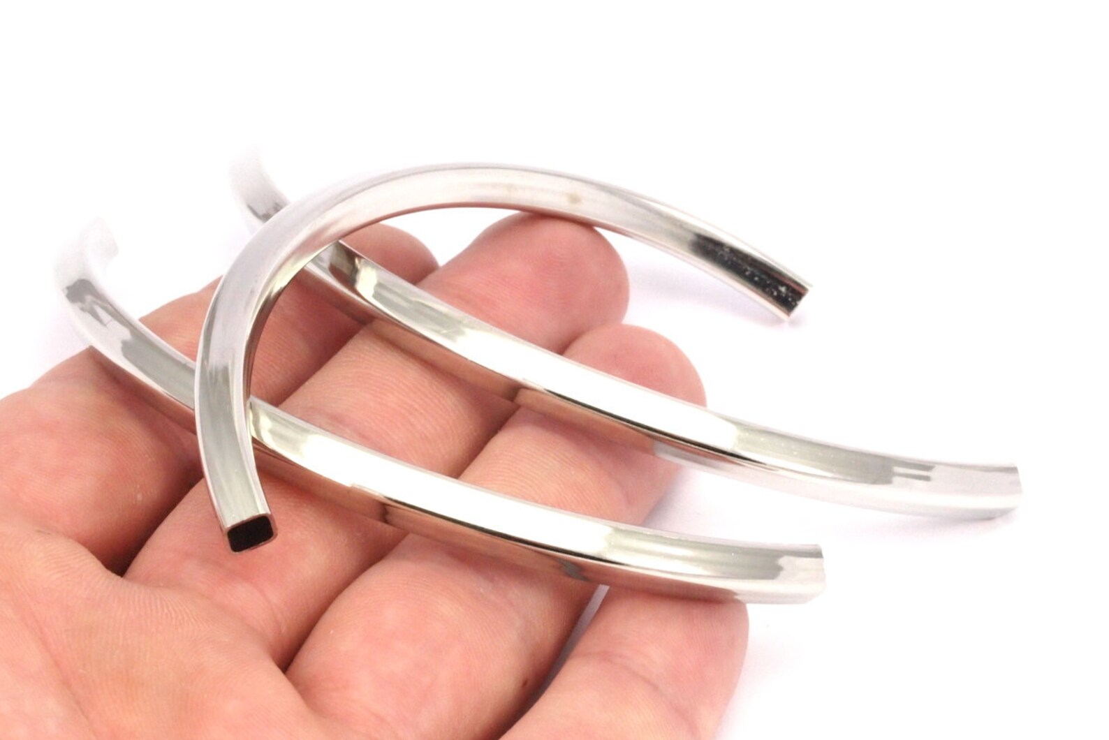 Square Curved Tubes 4 Nickel Free Silver Square Curved Tubes - Etsy