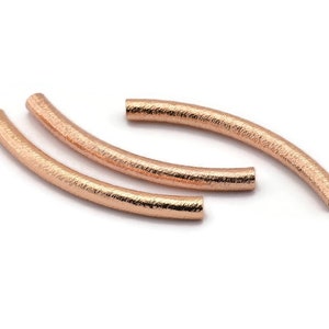 Textured Curved Tubes - 8 Rose Gold Plated Brass Textured Curved Tubes ...