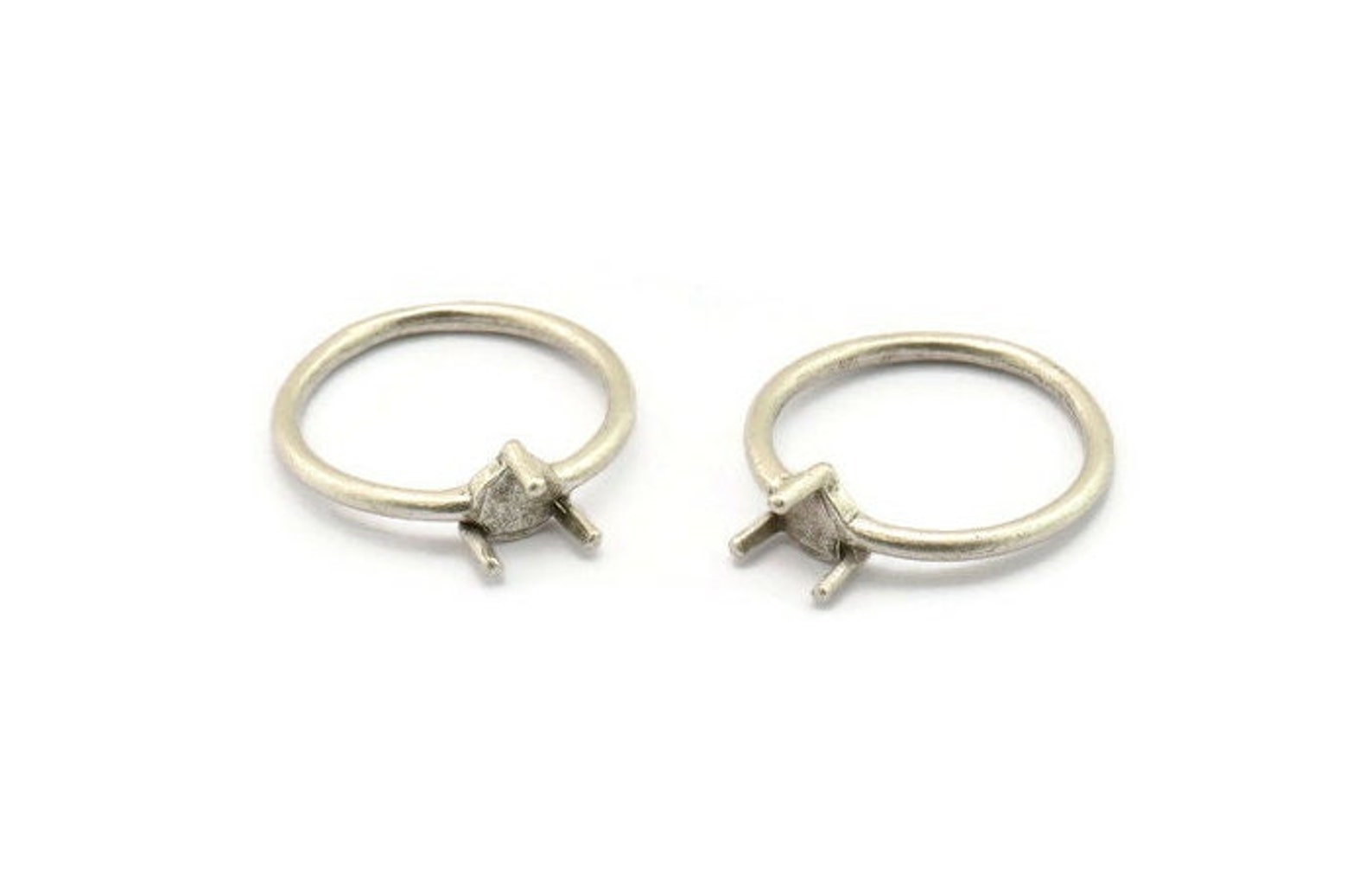 Claw Ring Setting, 2 Antique Silver Plated Brass 4mm Ring Settings With ...