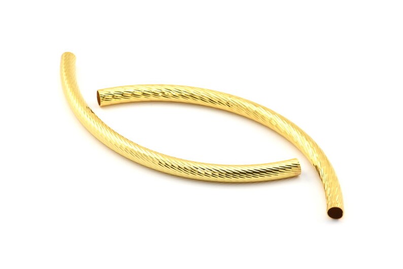 Gold Tube 1 Gold Plated Brass Textured Curved Tubes 7x120mm - Etsy