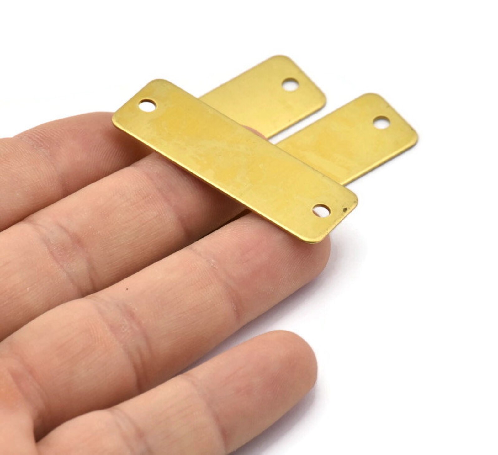 Brass Geometric Connector, 5 Raw Brass Stamping Connectors, (44x15mm ...