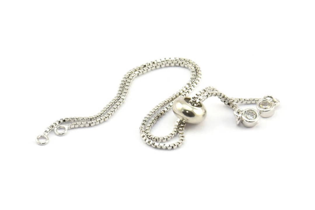 Copper Elevator Chain, 1 Micro Pave CZ Silver Tone Zirconia Rondelle ...