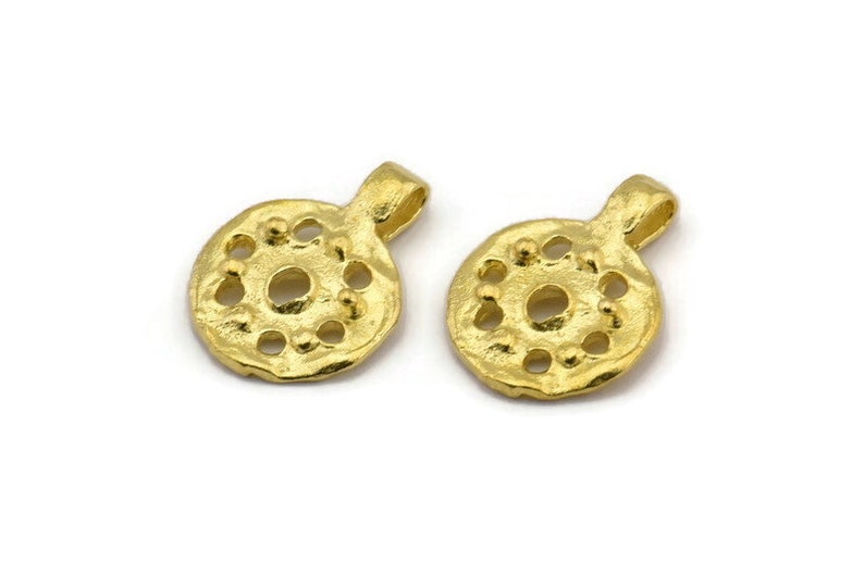 Brass Round Charm, Raw Brass Round Charms With 1 Loop, Pendants ...