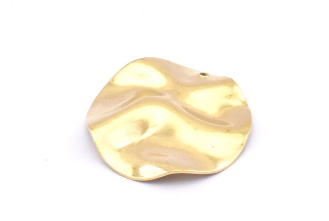 Brass Wavy Disc, 12 Raw Brass Wavy Discs With 1 Hole, Earrings ...