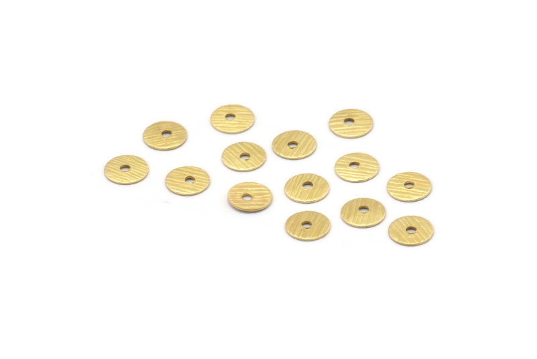 Brass Round Disc, 100 Textured Raw Brass Round Discs With 1 Hole ...