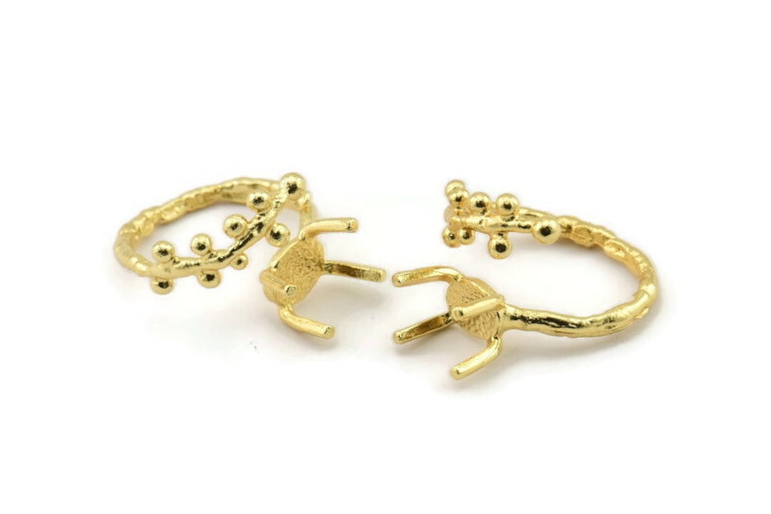 Gold Ring Settings, Gold Plated Brass Claw Rings, Adjustable Rings ...