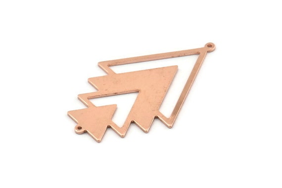 Copper Triangle Charm 4 Raw Copper Tree Charms With 2 Loops - Etsy UK