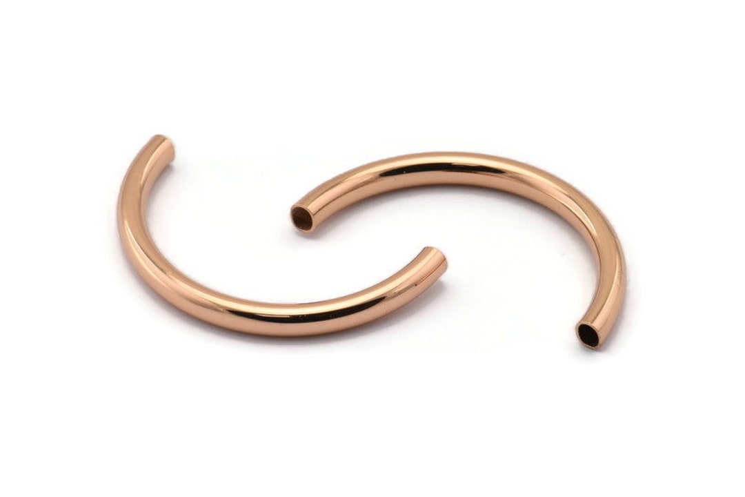 Rose Gold Noodle Tubes - 2 Rose Gold Plated Brass Semi Circle Curved ...