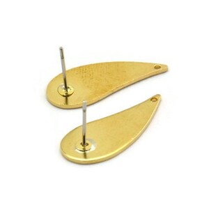 Brass Drop Earring, 8 Raw Brass Drop Stud Earrings With 1 Hole ...
