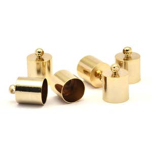 Gold Brass Barrel End With Loop - 6 Gold Plated Barrel End With Loop ...