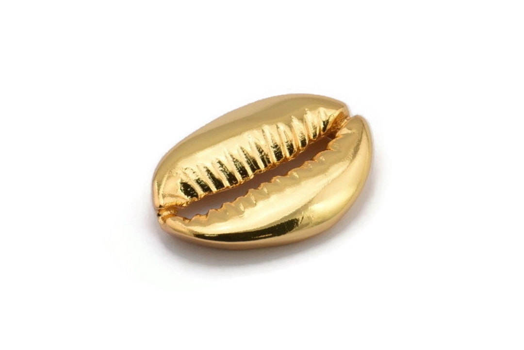 Gold Shell Finding, 1 Gold Plated Brass Cowrie Shell Findings, Pendants ...