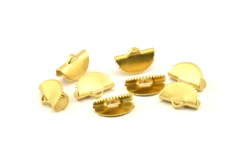 Brass Ribbon Crimp 50 Raw Brass Ribbon Crimp Ends With 1 | Etsy