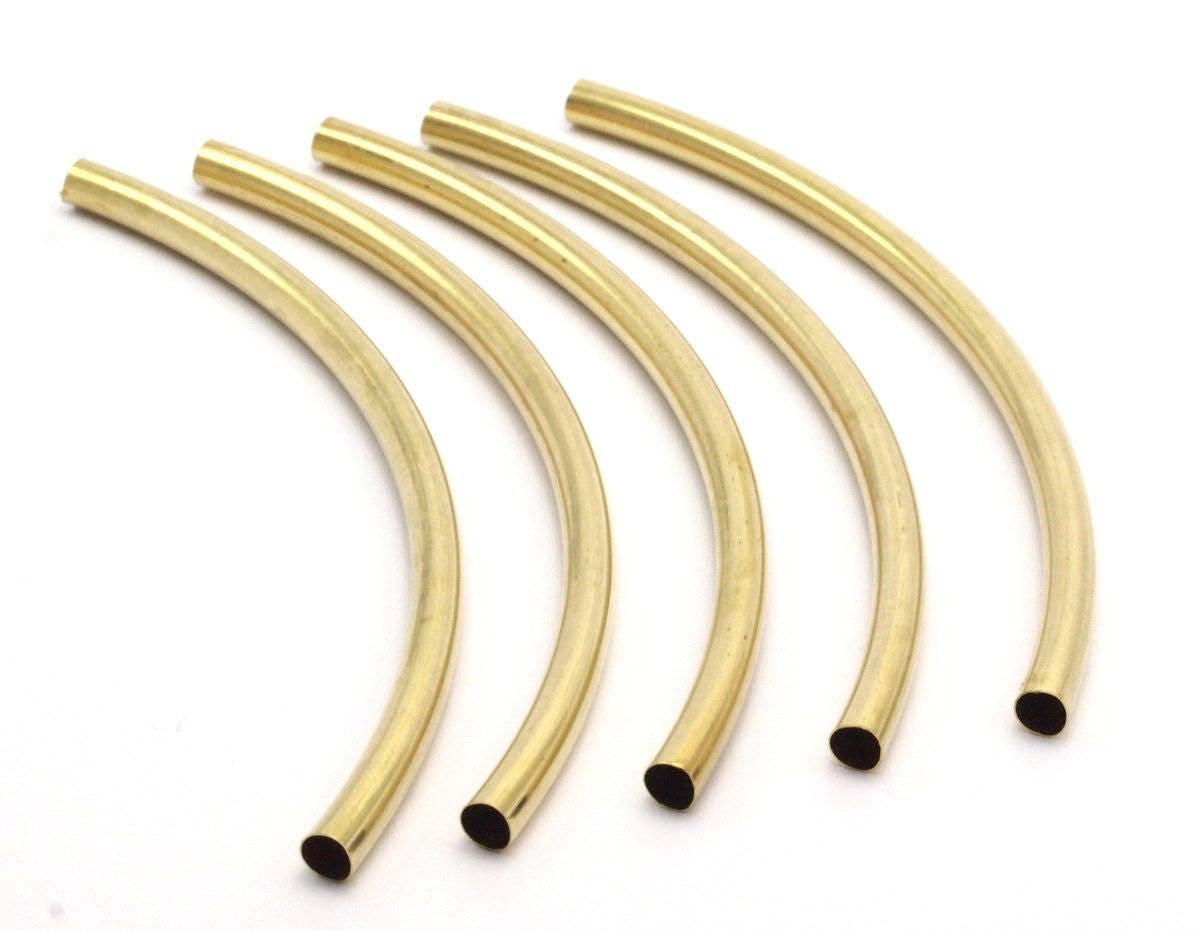Curved Tube Beads 10 Raw Brass Curved Tubes 5x110mm Bs 1630 | Etsy