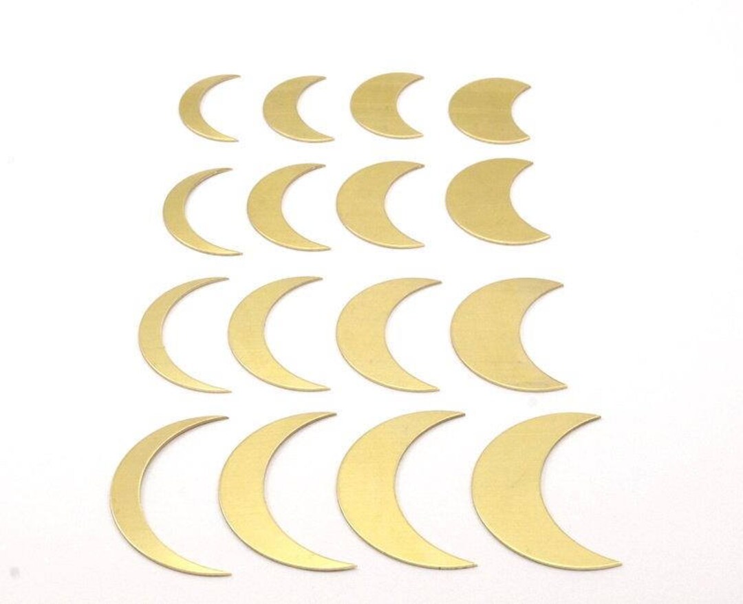 Crescent Moon Blanks - 3 Sets of 16 Raw Brass Different Crescent Moon ...