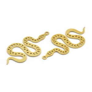 Brass Snake Charm, 8 Raw Brass Snake Pendants With 1 Loop, Charms ...