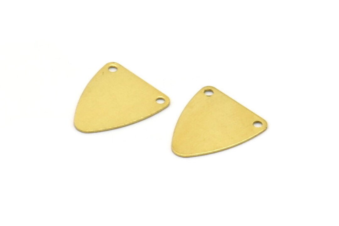Brass Triangle Charm, 50 Raw Brass Triangle Tags With 2 Holes 13.5x15mm ...
