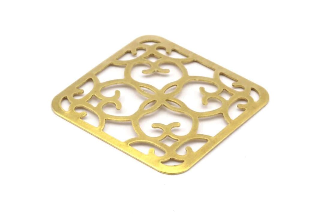 Brass Filigree Blank, 18 Raw Brass Square Filigree Blanks (27mm) Brs ...