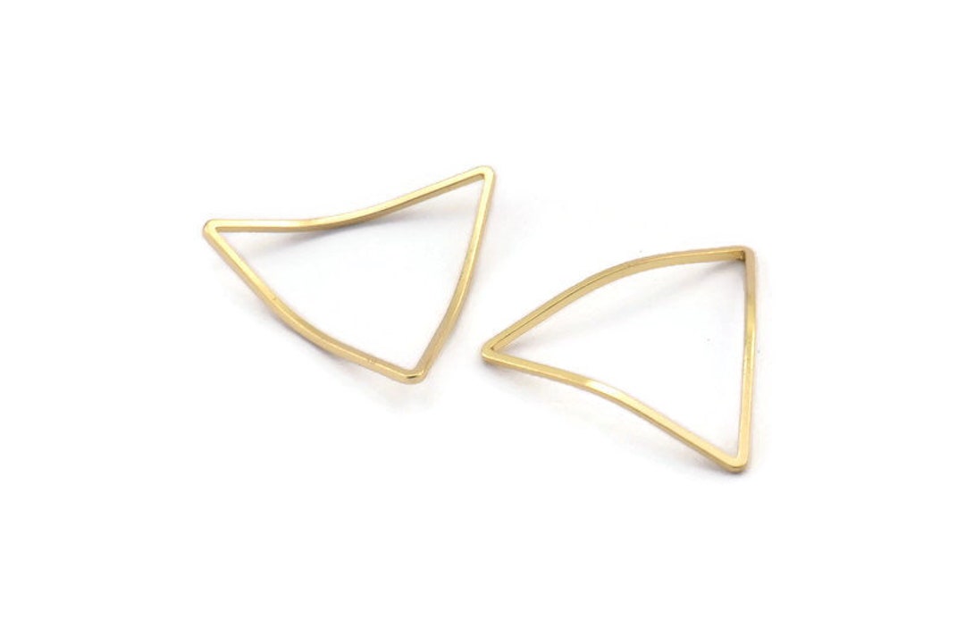 Gold Triangle Charm, 8 Gold Plated Brass Cambered Triangles (23x23x23mm ...