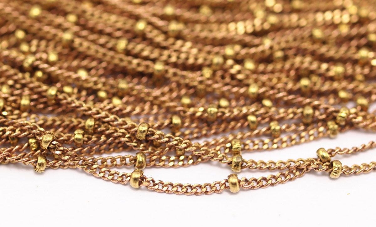 Red Brass Chain, 5m (1.6mm) Faceted Red Brass Soldered Chain - Ybt008 ...