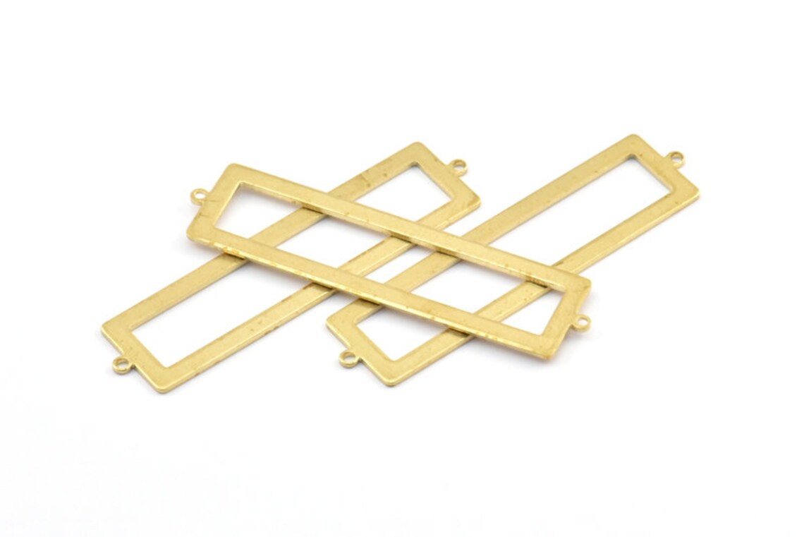 Brass Rectangle Connector, 6 Raw Brass Rectangle Connectors With 2 ...