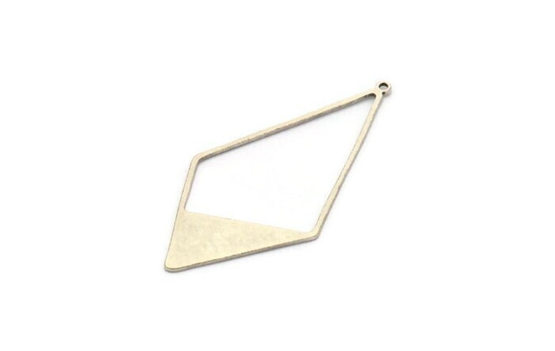 Silver Diamond Charm, 4 Antique Silver Plated Brass Diamond Charms With ...