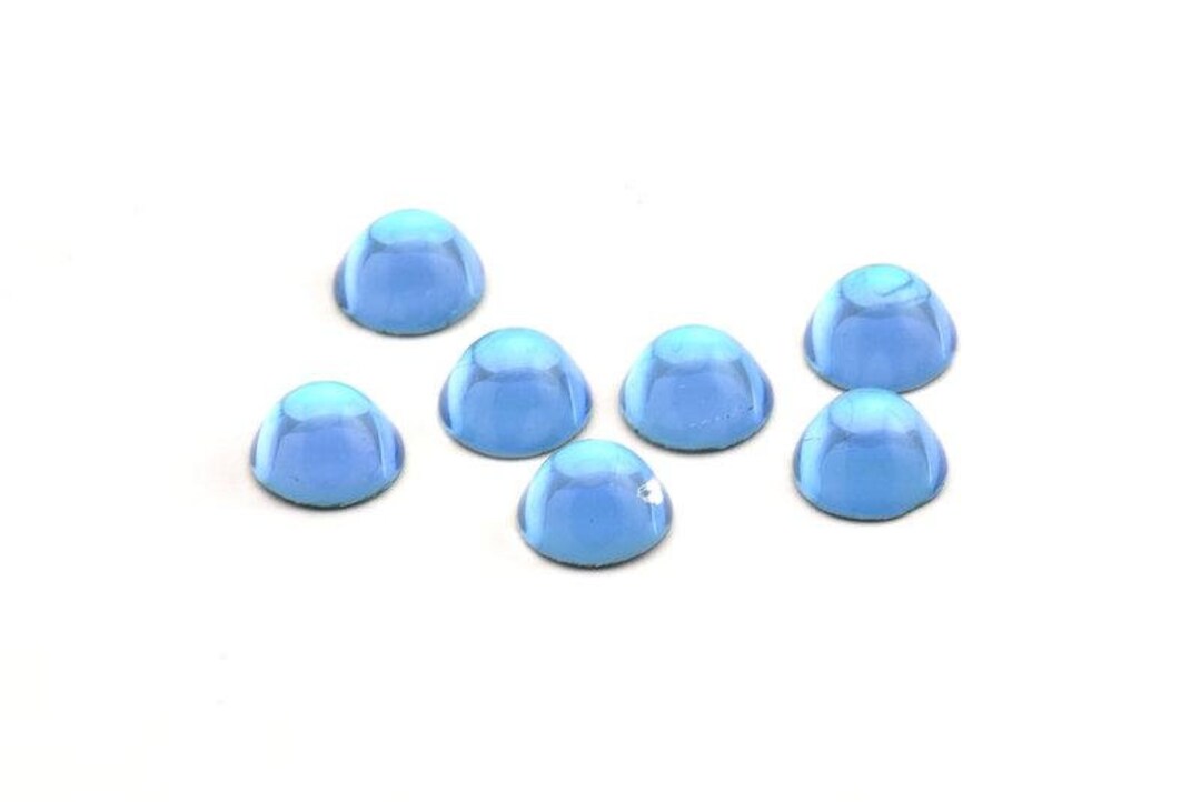 Blue Glass Cabochon, 12 Blue Glass Circle Beads (8x5mm) - Etsy