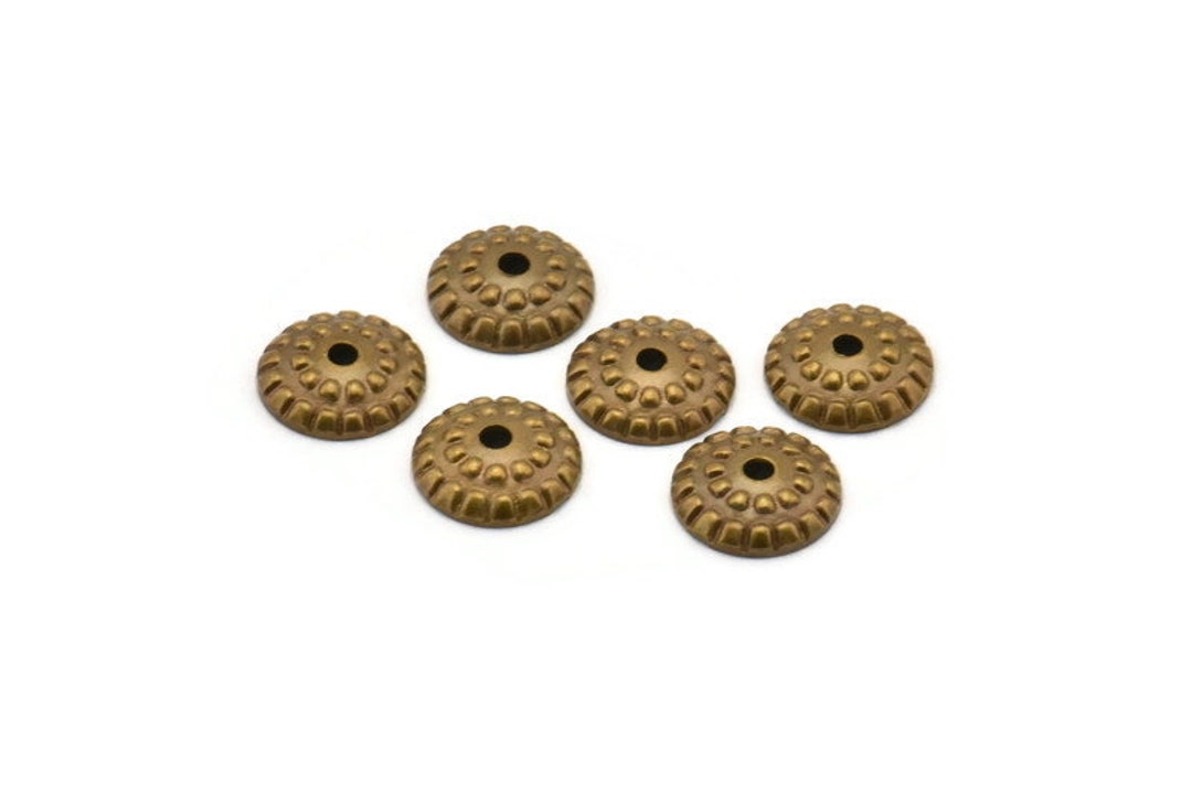 Brass Bead Cap, 100 Antique Brass Round Middle Hole Bead Caps ...