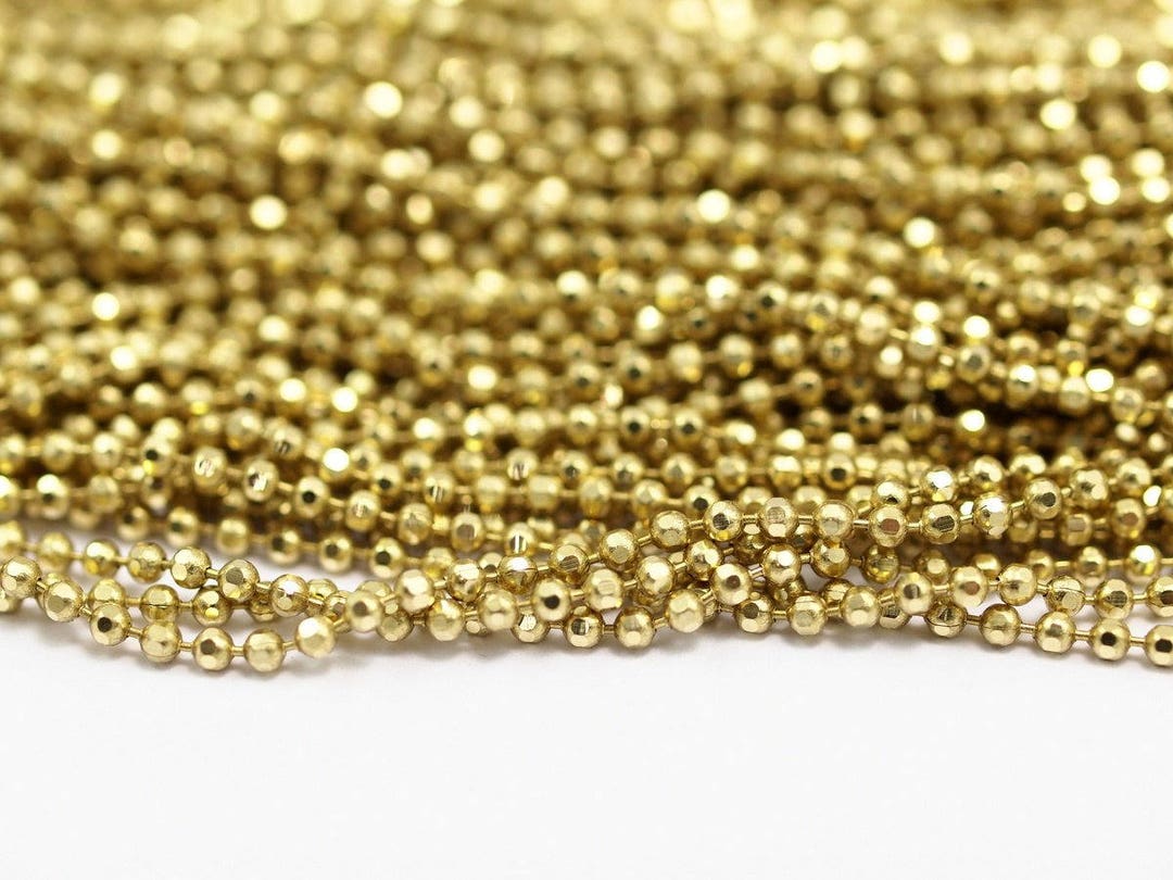 2mm Ball Chain, 5 M - 16.5 Feet (2mm) Raw Brass Faceted Ball Chain Mv17 ...