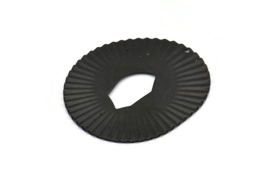 Black Grooved Disc, 4 Oxidized Black Brass Grooved Disc Charms With 1 ...