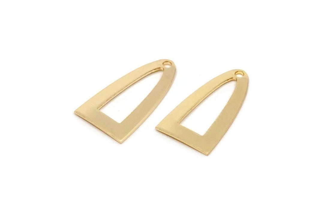 Half Ellipse Charm, 4 Gold Plated Brass Half Ellipse Shape Charms With ...